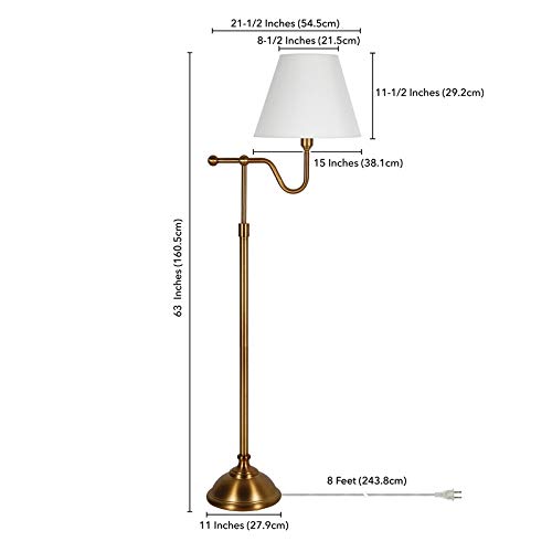 Wellesley 63" Tall Floor Lamp with Fabric Shade in Brass/White