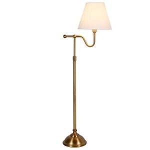 Wellesley 63" Tall Floor Lamp with Fabric Shade in Brass/White