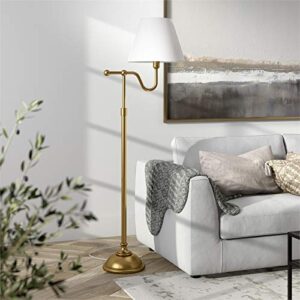 Wellesley 63" Tall Floor Lamp with Fabric Shade in Brass/White