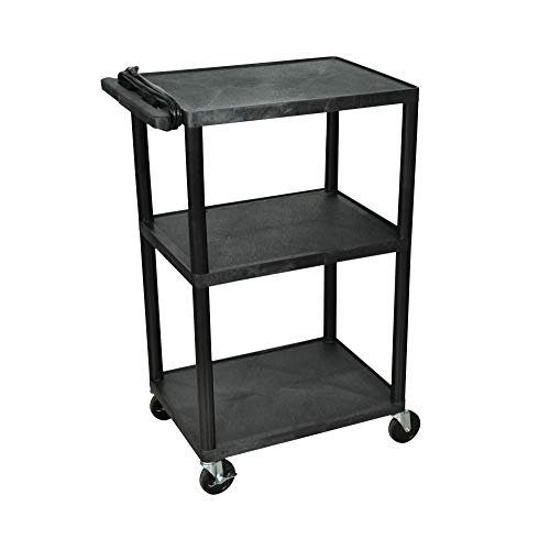 Luxor LP42E-B - 42"H A/V Multipurpose Presentation Cart with Three Shelves, Electric