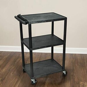 Luxor LP42E-B - 42"H A/V Multipurpose Presentation Cart with Three Shelves, Electric