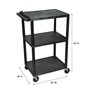 Luxor LP42E-B - 42"H A/V Multipurpose Presentation Cart with Three Shelves, Electric