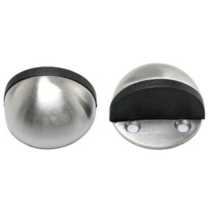 DGZZI Oval Door Stopper 2PCS Stainless Steel Brushed Free Punch Half Dome Floor Mounted Interior Wall Rubber Shield Door Stops