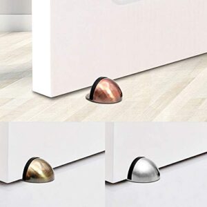 DGZZI Oval Door Stopper 2PCS Stainless Steel Brushed Free Punch Half Dome Floor Mounted Interior Wall Rubber Shield Door Stops