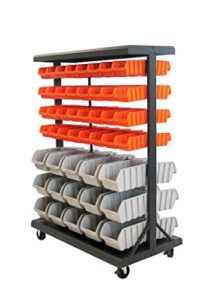 trinity dual-sided mobile, black rolling bin rack 19.75 x 35.50 x 48.50 inches