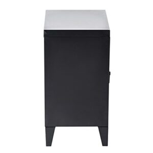 FurnitureR Industrial Metal Storage Cabinet with 1 Door Magnetic Adjustable Shelf File Organizer Home Office Nightstand Sofa Side Table,Size:15.9'' x 12'' x 22.6'' (Black)