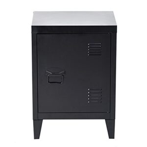 FurnitureR Industrial Metal Storage Cabinet with 1 Door Magnetic Adjustable Shelf File Organizer Home Office Nightstand Sofa Side Table,Size:15.9'' x 12'' x 22.6'' (Black)