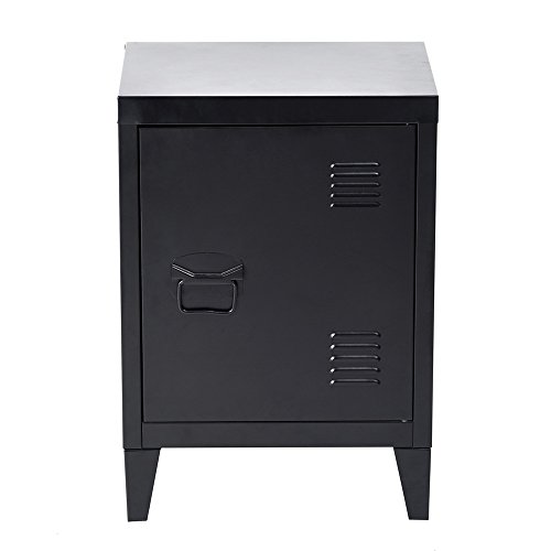 FurnitureR Industrial Metal Storage Cabinet with 1 Door Magnetic Adjustable Shelf File Organizer Home Office Nightstand Sofa Side Table,Size:15.9'' x 12'' x 22.6'' (Black)