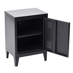 FurnitureR Industrial Metal Storage Cabinet with 1 Door Magnetic Adjustable Shelf File Organizer Home Office Nightstand Sofa Side Table,Size:15.9'' x 12'' x 22.6'' (Black)