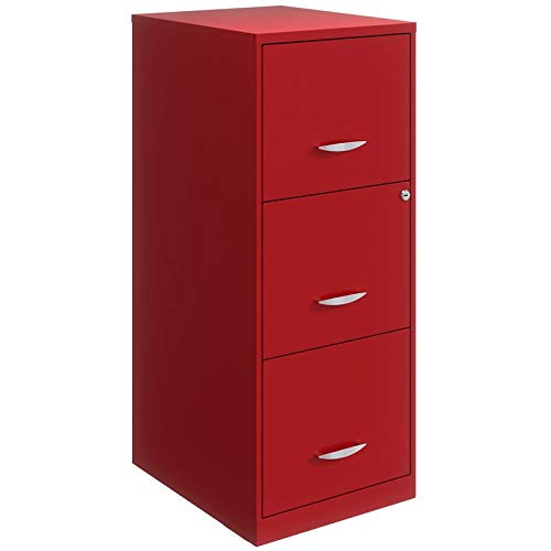 Hirsh Industries Space Solutions 3 Drawer Metal Vertical File Cabinet with Lock Lava Red