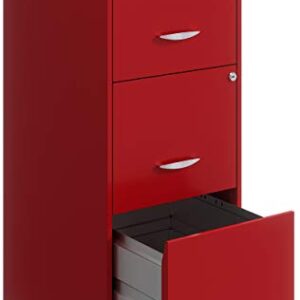 Hirsh Industries Space Solutions 3 Drawer Metal Vertical File Cabinet with Lock Lava Red