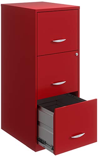 Hirsh Industries Space Solutions 3 Drawer Metal Vertical File Cabinet with Lock Lava Red