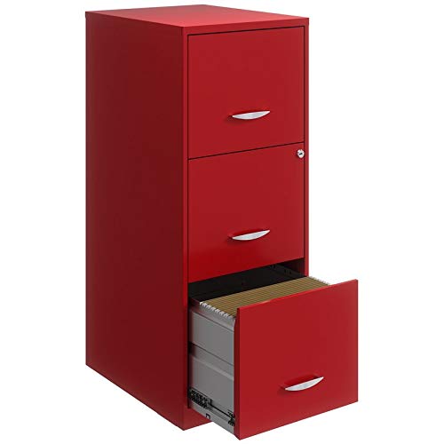 Hirsh Industries Space Solutions 3 Drawer Metal Vertical File Cabinet with Lock Lava Red