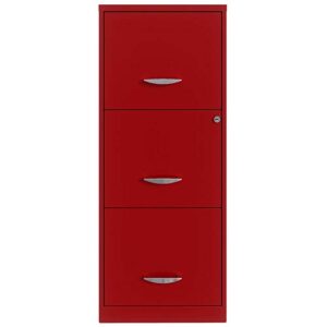 Hirsh Industries Space Solutions 3 Drawer Metal Vertical File Cabinet with Lock Lava Red