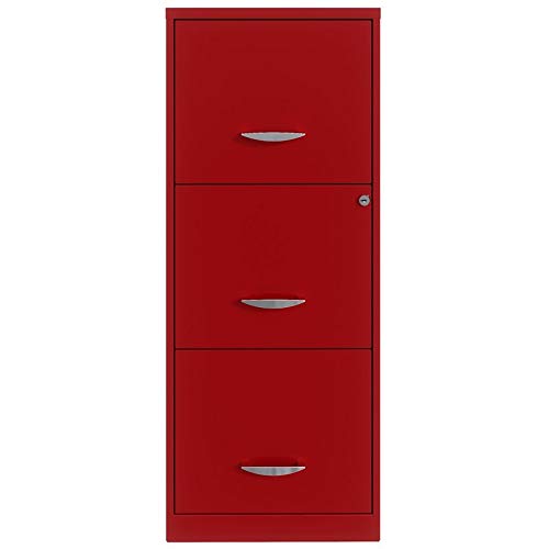 Hirsh Industries Space Solutions 3 Drawer Metal Vertical File Cabinet with Lock Lava Red