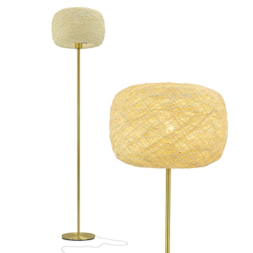 Brightech Rowan Elegant Floor Lamp – Modern Unique Thread Shade Matches Boho, and Mid-Century Décor – Free Standing LED Light for Living Rooms and Bedrooms – Tall Indoor Lamp Gets Compliments - Brass