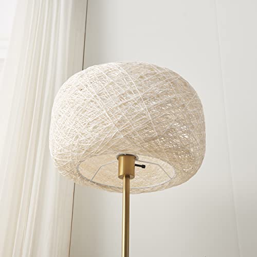 Brightech Rowan Elegant Floor Lamp – Modern Unique Thread Shade Matches Boho, and Mid-Century Décor – Free Standing LED Light for Living Rooms and Bedrooms – Tall Indoor Lamp Gets Compliments - Brass