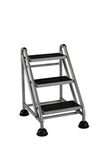 cosco 3-step rolling step ladder, grey