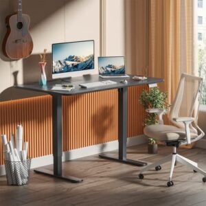 JUMMICO Standing Desk 48" Inches Electric Adjustable Desk Large Sit Stand Desk Home Office Computer Desk Memory Preset with T-Shaped Black Metal Bracket, Black