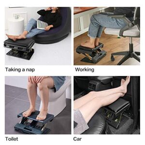 Homesprit Adjustable Footrest with Removable Soft Foot Rest Pad Max-Load 140Lbs with 4-Level Height and Angle Adjustment Massage Footrest Under Desk for Car Travel , Kid's Writing , Office