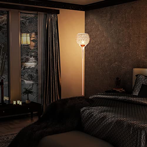 bodkar Crystal Floor Lamp Rose Gold, Remote Control Modern Standing Lamp for Living Room, Bedroom (with Bulb)