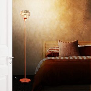 bodkar Crystal Floor Lamp Rose Gold, Remote Control Modern Standing Lamp for Living Room, Bedroom (with Bulb)