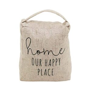 home our happy place door stop with handle|decorative weighted fabric door stopper for bedroom, living room, exterior doors