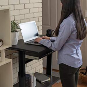 Stand Up Desk Store Mobile Rolling Adjustable Height Standing Workstation with Printer Shelf and Slideout Keyboard Tray (Black Frame/Black Top, 30" Wide)