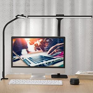 hamopy desk light, 24w architect desk lamp with usb charging port, 2-in-1 clamp lamp & desk lamp for home office, desk light with flexible gooseneck, 5 colors & 7 brightness, remote control, timer