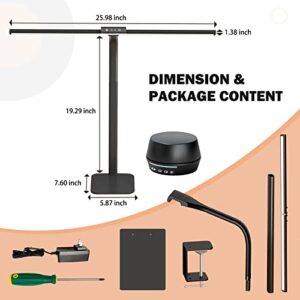 HAMOPY Desk Light, 24W Architect Desk Lamp with USB Charging Port, 2-in-1 Clamp Lamp & Desk Lamp for Home Office, Desk Light with Flexible Gooseneck, 5 Colors & 7 Brightness, Remote Control, Timer