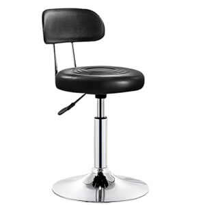 qicheng&lys round office stool chair adjustable height sit stand stool 360 stool ,for office home kitchen beauty slip stool wheelless stool (black with backrest)