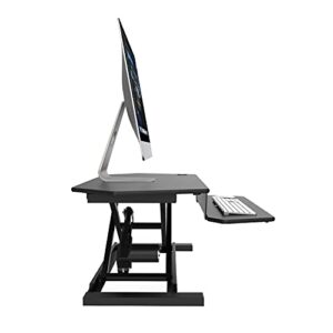 VERSADESK UltraLite Standing Desk Converter, Electric Height-Adjustable Desk Riser, Sit to Stand Desktop with Keyboard and USB Port, 36 x 24 Inches, Black