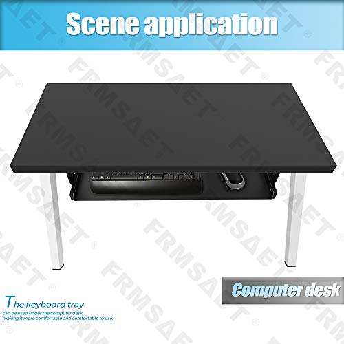 FRMSAET Under Desk Keyboard Tray Heavy-Duty All-Metal Material 20/24/30 inches Platform Computer Drawer Organizer Home Office Kitchen Bedroom Garage Storage Tool - Easy to Install.(30 inches, Black)