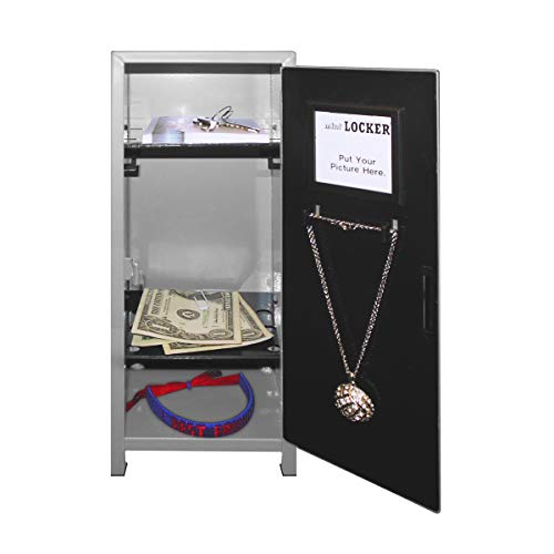 Mini Locker with Lock and Key Silver -10.75" Tall x 4.125" x 4.125"