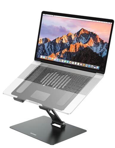 MOMAX Adjustable Laptop Stand, Portable Laptop Stand Adjustable Height Ergonomic Computer Stand Holder Lift for Desk Compatible with MacBook Air Pro, Dell XPS, HP All Laptops (11-17'') Dark Grey