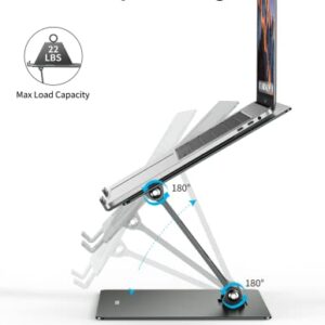 MOMAX Adjustable Laptop Stand, Portable Laptop Stand Adjustable Height Ergonomic Computer Stand Holder Lift for Desk Compatible with MacBook Air Pro, Dell XPS, HP All Laptops (11-17'') Dark Grey