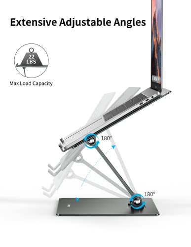 MOMAX Adjustable Laptop Stand, Portable Laptop Stand Adjustable Height Ergonomic Computer Stand Holder Lift for Desk Compatible with MacBook Air Pro, Dell XPS, HP All Laptops (11-17'') Dark Grey