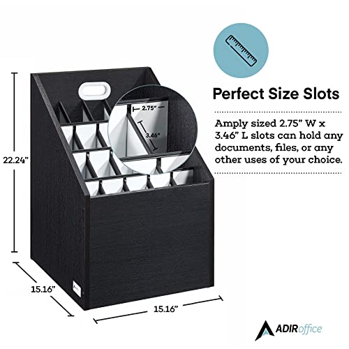 Adir Blueprint Storage Cabinet - Wooden Vertical Roll File Storage Organizer Station For More Organized Office (20 Slots Black)