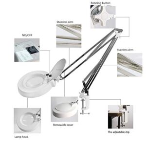 Gynnx LED Magnifying Lamp with Clamp, 10X Magnifier 4200 Lumens,5 Inch Magnifier Glass Lens, 120 PCS LEDs,Adjustable Stainless Steel Lamp Arm for Reading,Craft,Knitting,Desktop Office Workbench MY1