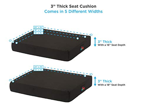 NOVA Gel & Memory Foam Seat & Wheelchair Cushion in 8 Sizes (from 16” x 16” to 18” x 24” Extra Wide), Comfortable & Durable Everyday Seat Cushion with Removable Water Resistant Cover, 2” or 3” Thick