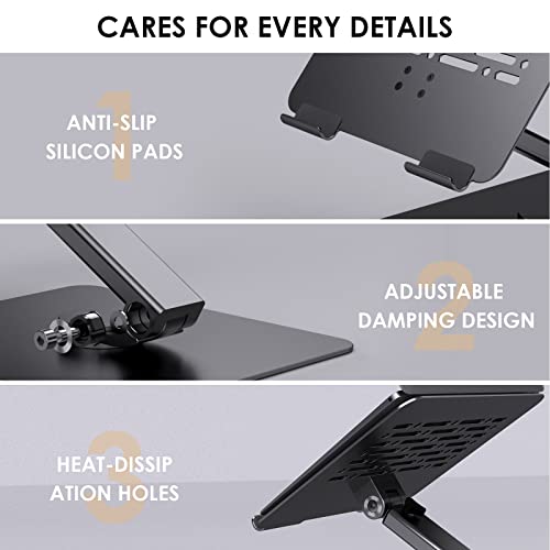 Minthouz 360 Rotating Laptop Stand for Desk - Aluminum Laptop Riser Adjustable Height up to 16.3 inch, Ergonomic Computer Stand for All Laptops 10-17 inch