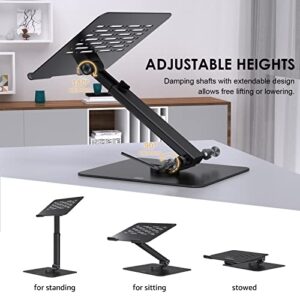 Minthouz 360 Rotating Laptop Stand for Desk - Aluminum Laptop Riser Adjustable Height up to 16.3 inch, Ergonomic Computer Stand for All Laptops 10-17 inch