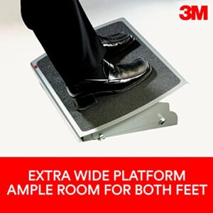 3M Foot Rest, Height and Tilt Adjustable, 22" Extra Wide Platform with Safety-Walk Slip Resistant Surface Provides Ample Room for Both Feet, Heavy Duty Steel Construction, Charcoal Gray (FR530CB)