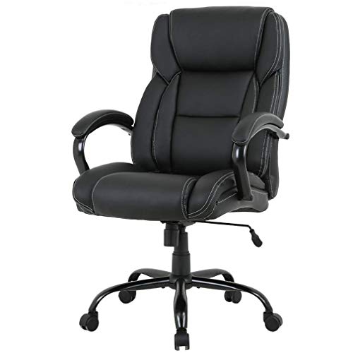 Big and Tall Office Chair 400lbs Wide Seat Ergonomic Office Chair with Lumbar Support Arms High Back PU Leather Executive Task Computer Chair,Black