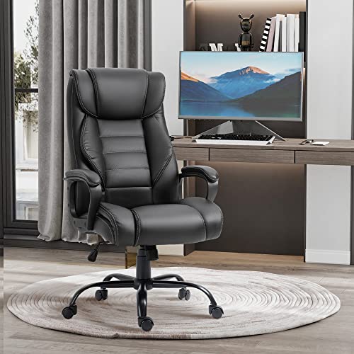 Vinsetto Ergonomic Massage Office Chair, High Back Executive Desk Chair with 6-Point Vibration, Adjustable Height, Swivel Seat and Rocking Function, Black