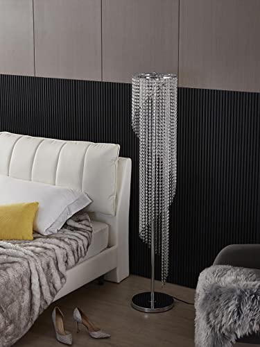 Surpars House Silver Crystal Floor Lamp S Shape Chrome Finish