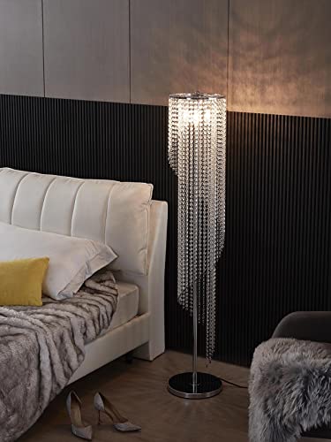 Surpars House Silver Crystal Floor Lamp S Shape Chrome Finish