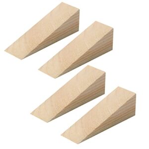 wooden door stop stopper wedge, 4 pack soild wood non-slip doorstop wedge with sturdy and durable, security door stopper fit for bottom of door on tile, concrete, carpet, wooden floor (4 pack)