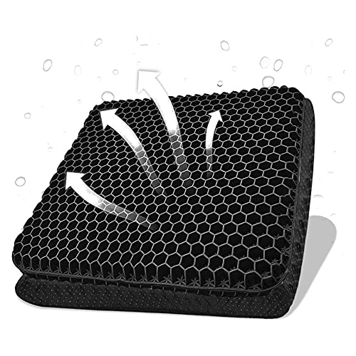 LMLMA Gel Chair Cushions,Cooling seat Cushion Honeycomb Design Super Breathable Cushion for Summer Home Office Chair Car Wheelchair (Black)