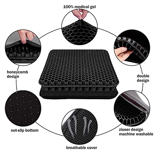 LMLMA Gel Chair Cushions,Cooling seat Cushion Honeycomb Design Super Breathable Cushion for Summer Home Office Chair Car Wheelchair (Black)